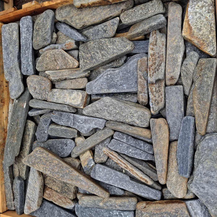 Cropped Grey Quartzite Paddlestone Walling - Kebur Garden Materials