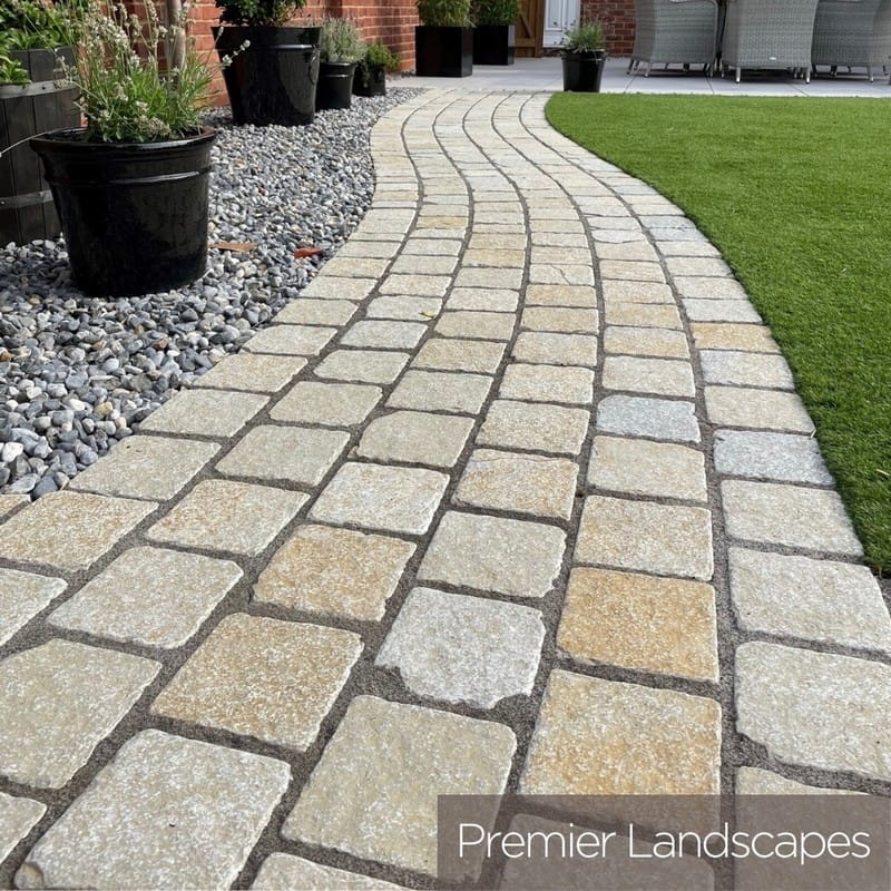 Kebur Tumbled Yellow Limestone Setts 135 x 135mm - Kebur Garden Materials